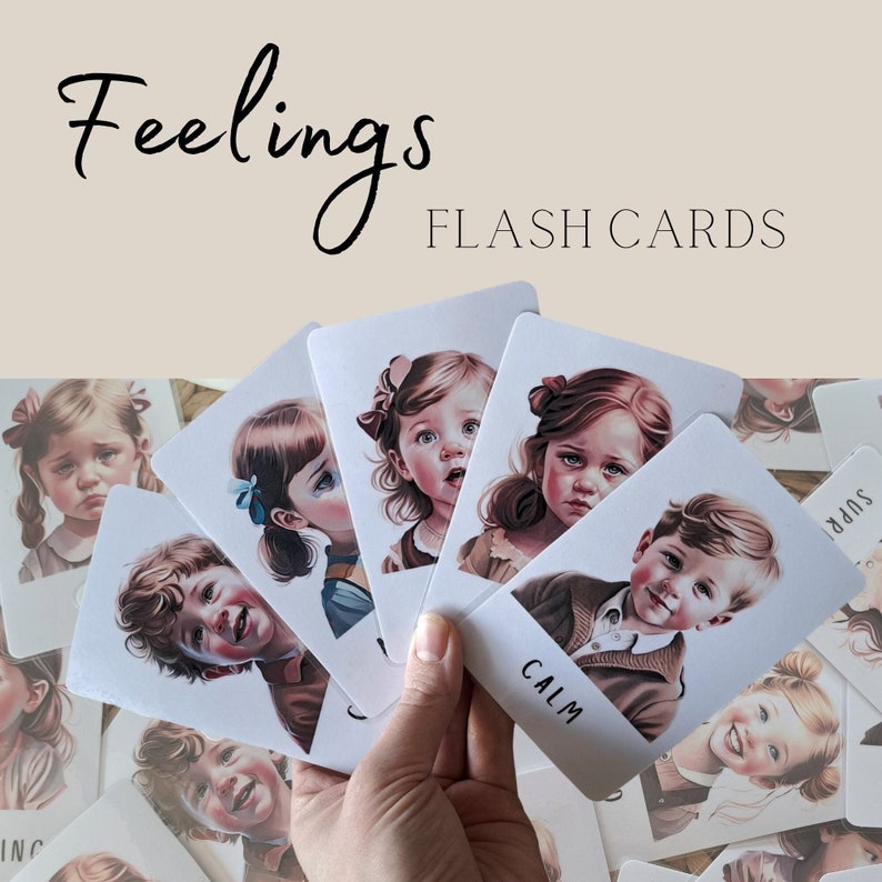 Feelings Flashcards: Montessori Emotions Cards for Kids, Realistic ...