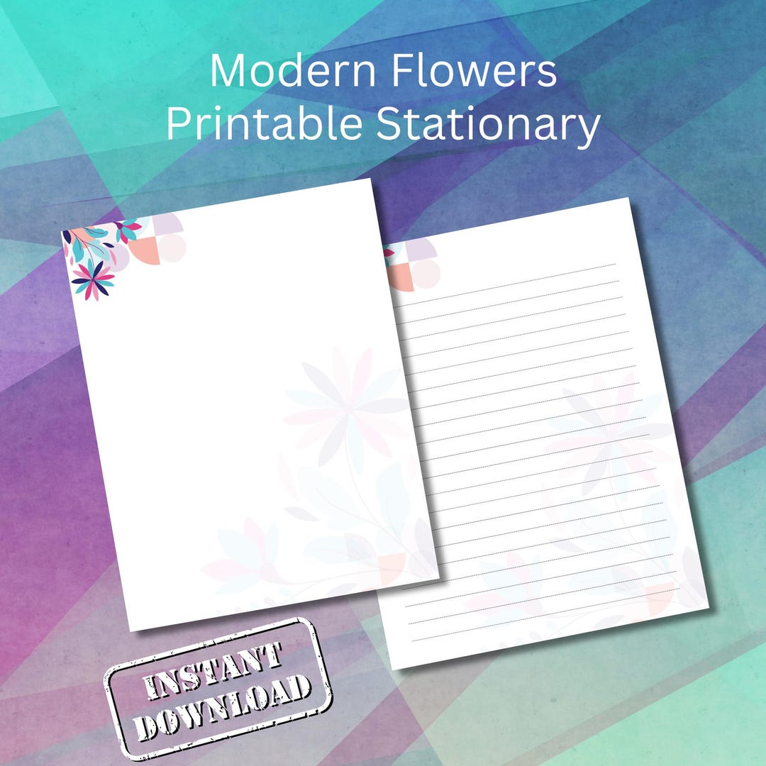 Printable Letter Paper, Modern Flowers, Abstract Wildflowers, Printable ...