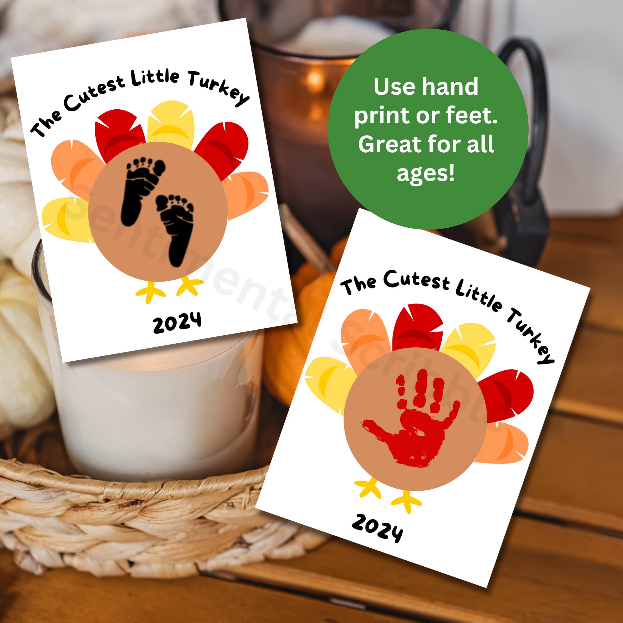 2025 Thanksgiving Turkey Fall Handprint Footprint Printable Art Craft ...