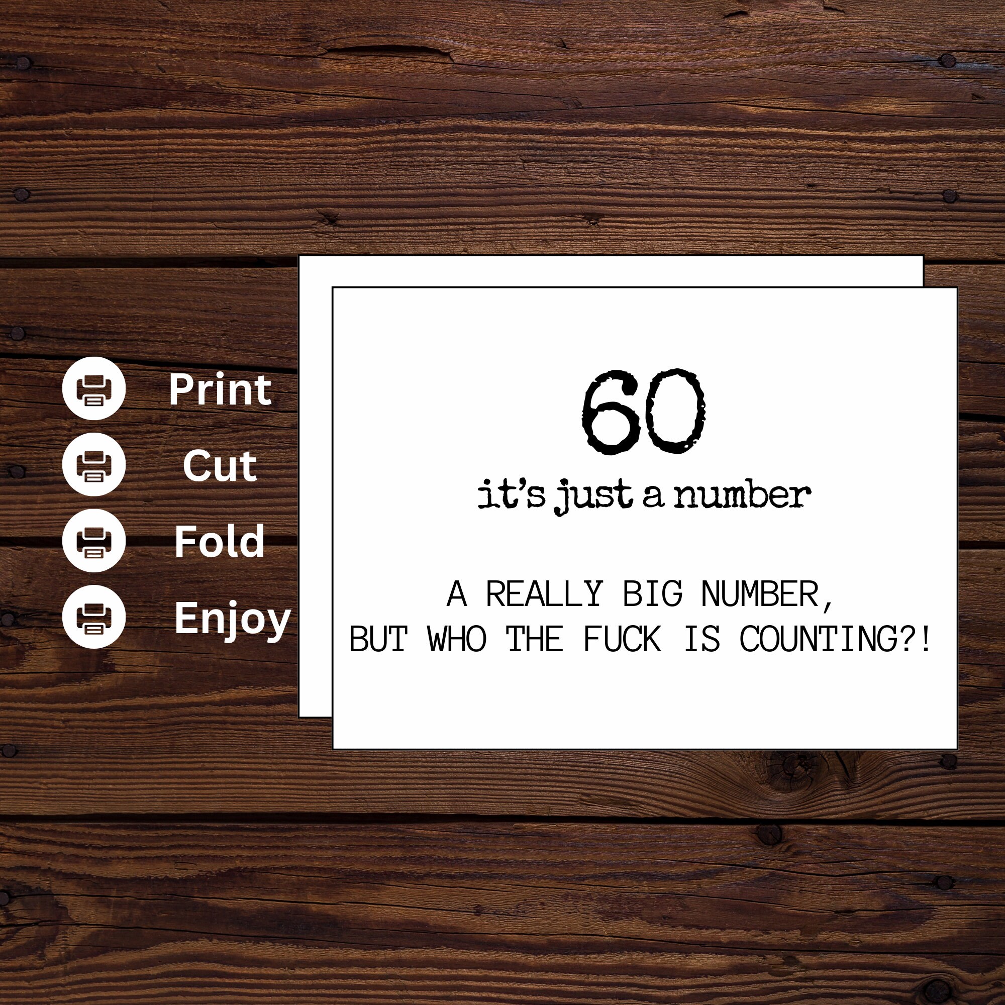 Funny 60th Birthday Card, 60 is Just a Number, 60th Birthday Gift for ...
