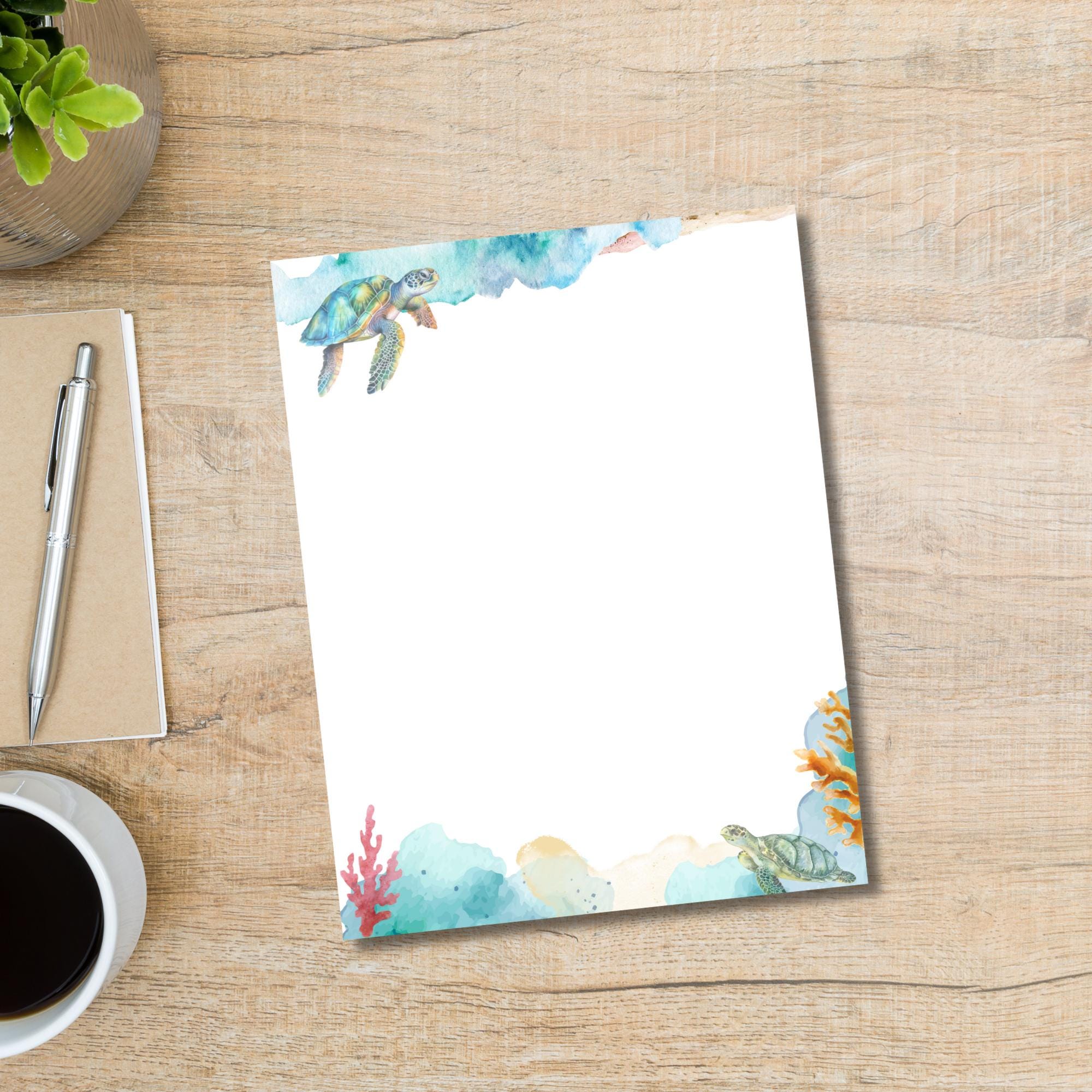 Watercolor Sea Turtles Printable Letter Paper, Beach Relaxing Printable ...