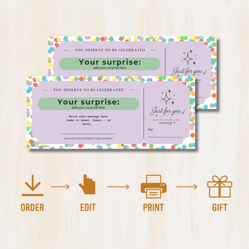 Editable Surprise Gift Voucher Template Canva | Printable Gift ...
