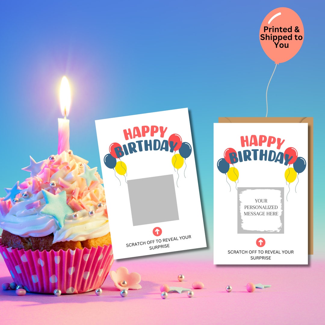 Personalized Birthday Surprise Scratch Off, Custom Birthday Card ...