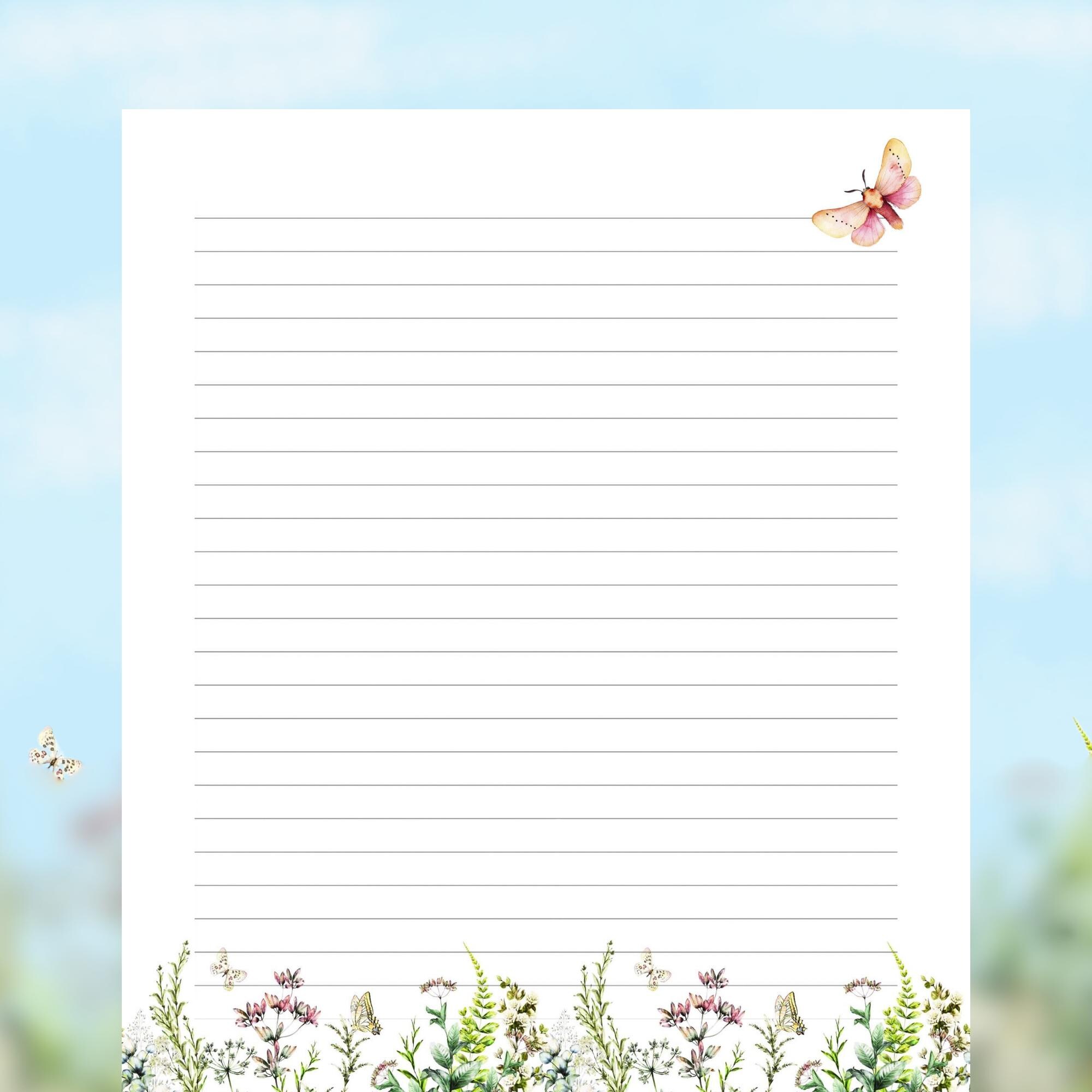 Printable Letter Paper, Wonderful Wildflowers, Meadow and Wildflowers ...