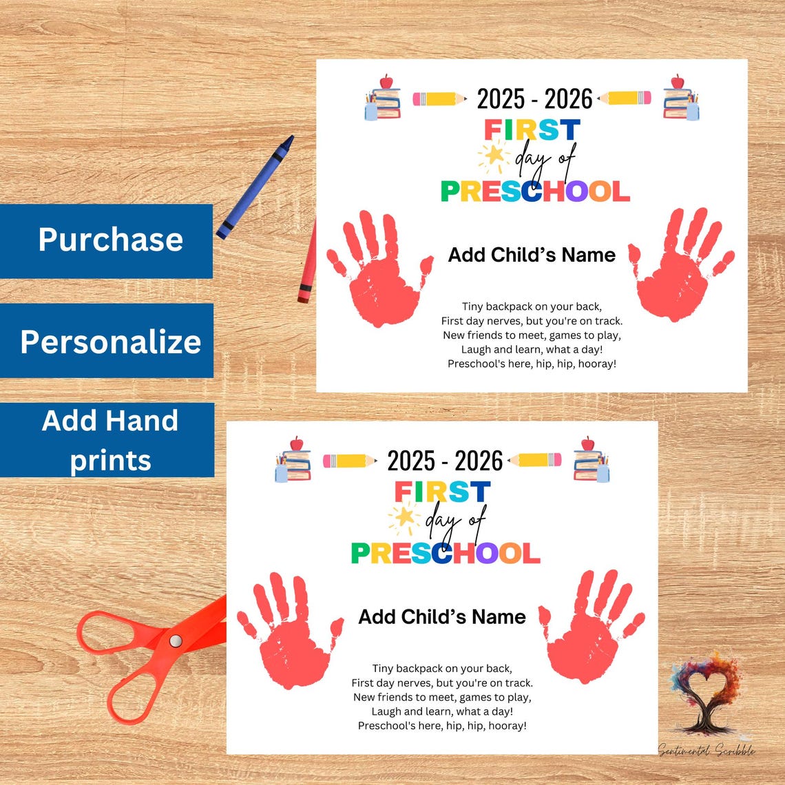 First Day of Preschool Handprint Art, Prek Preschool Homeschool, Craft ...
