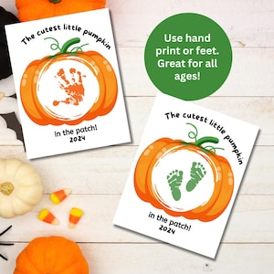 2024 Halloween Pumpkin Handprint Footprint Toddler Baby Printable Art ...