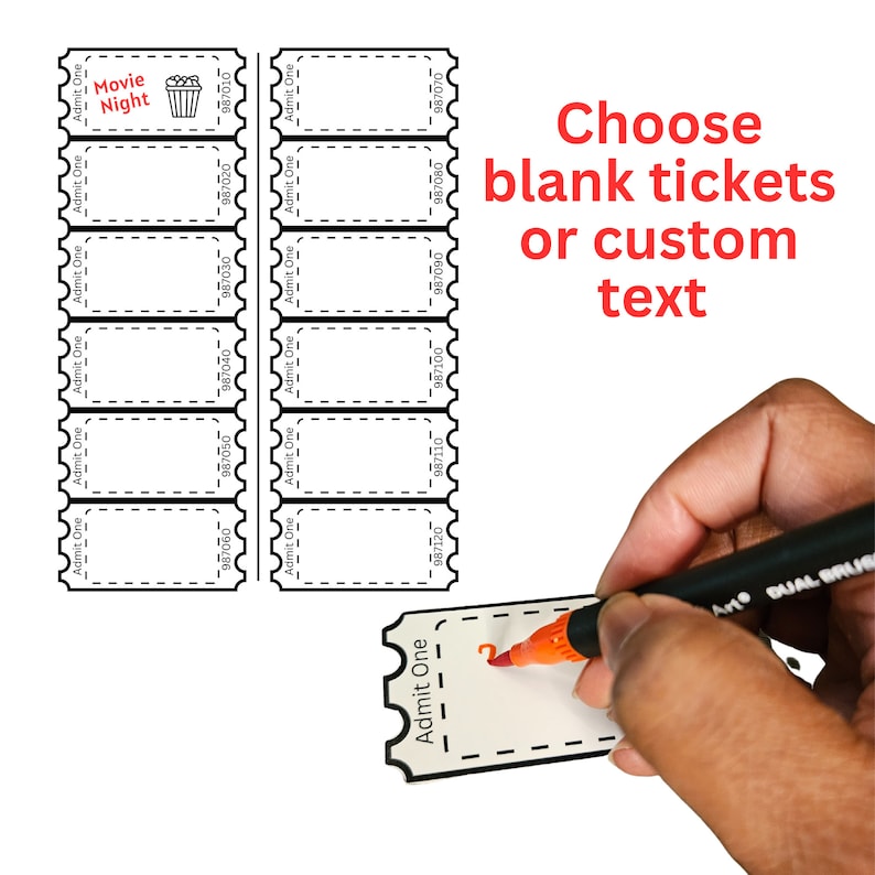 Blank Tickets for Family Activities, Customized Tickets, Golden Tickets ...