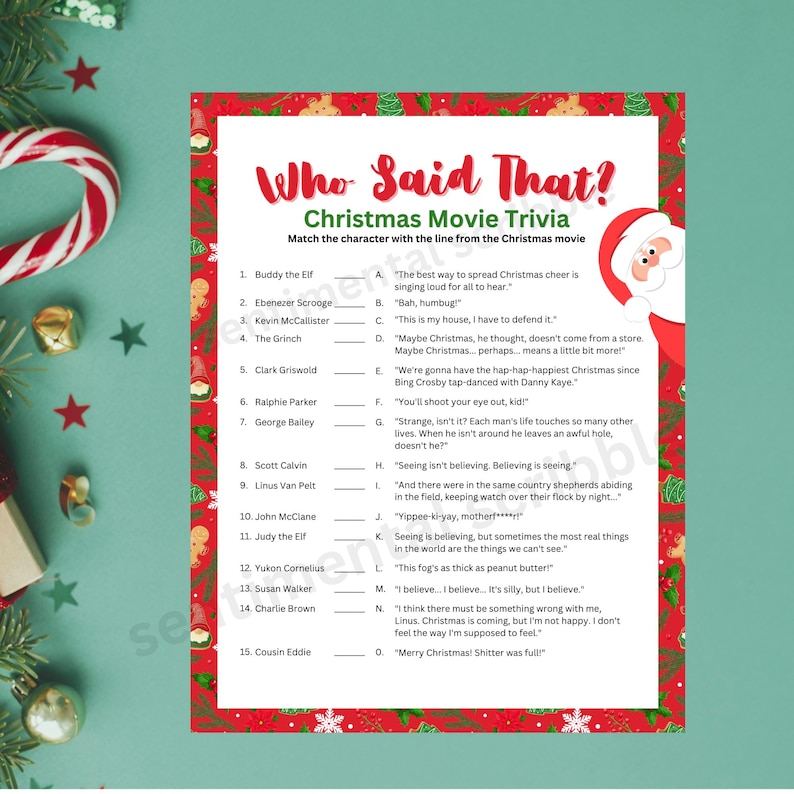 Christmas Movie Trivia Game, Christmas Movie Questions With Answer ...