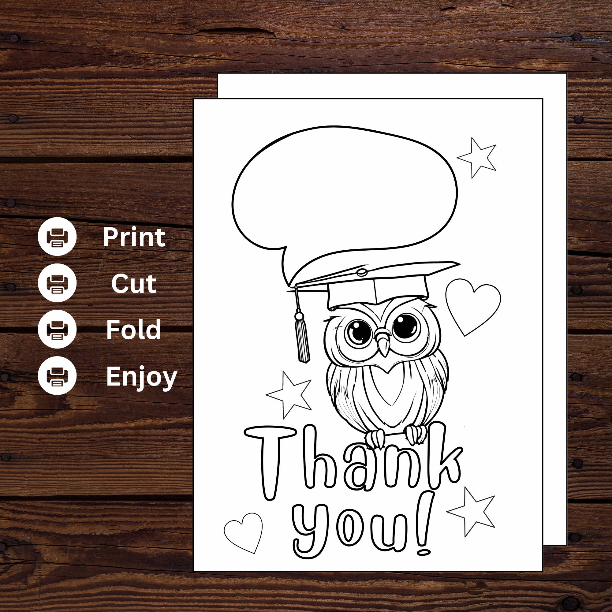 Teacher Appreciation Card, Cute Owl Printable Coloring Card, Teacher ...
