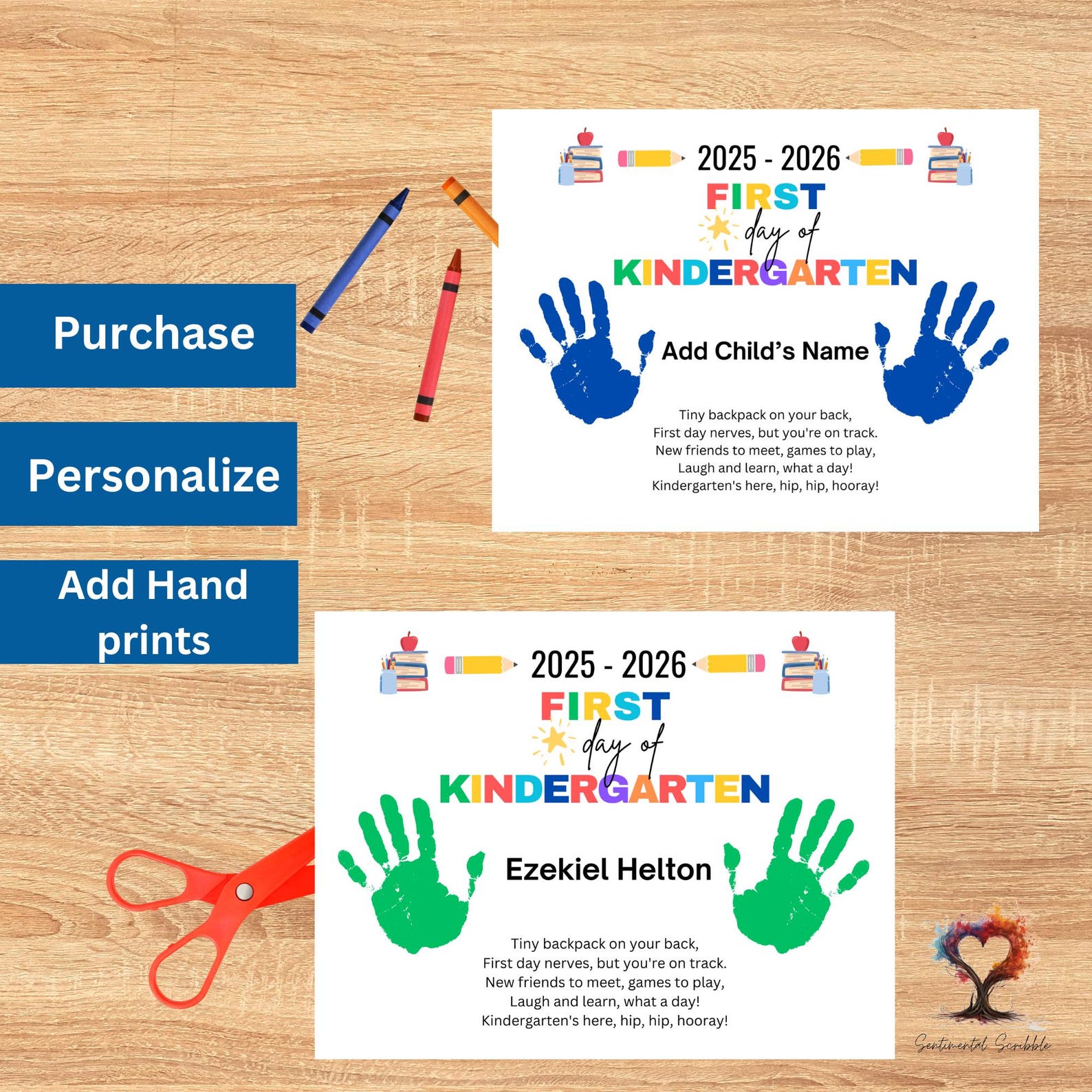 First Day of Kindergarten Handprint Art, K5 Preschool Homeschool, Craft ...