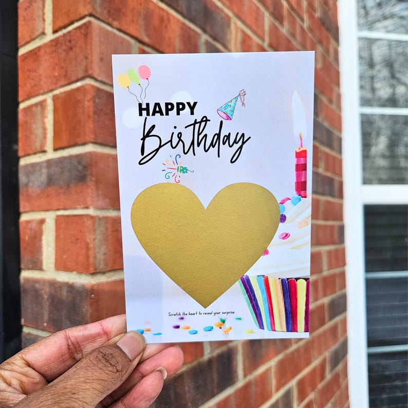 Custom Happy Birthday Scratch off Reveal Card, Scratch for Your ...