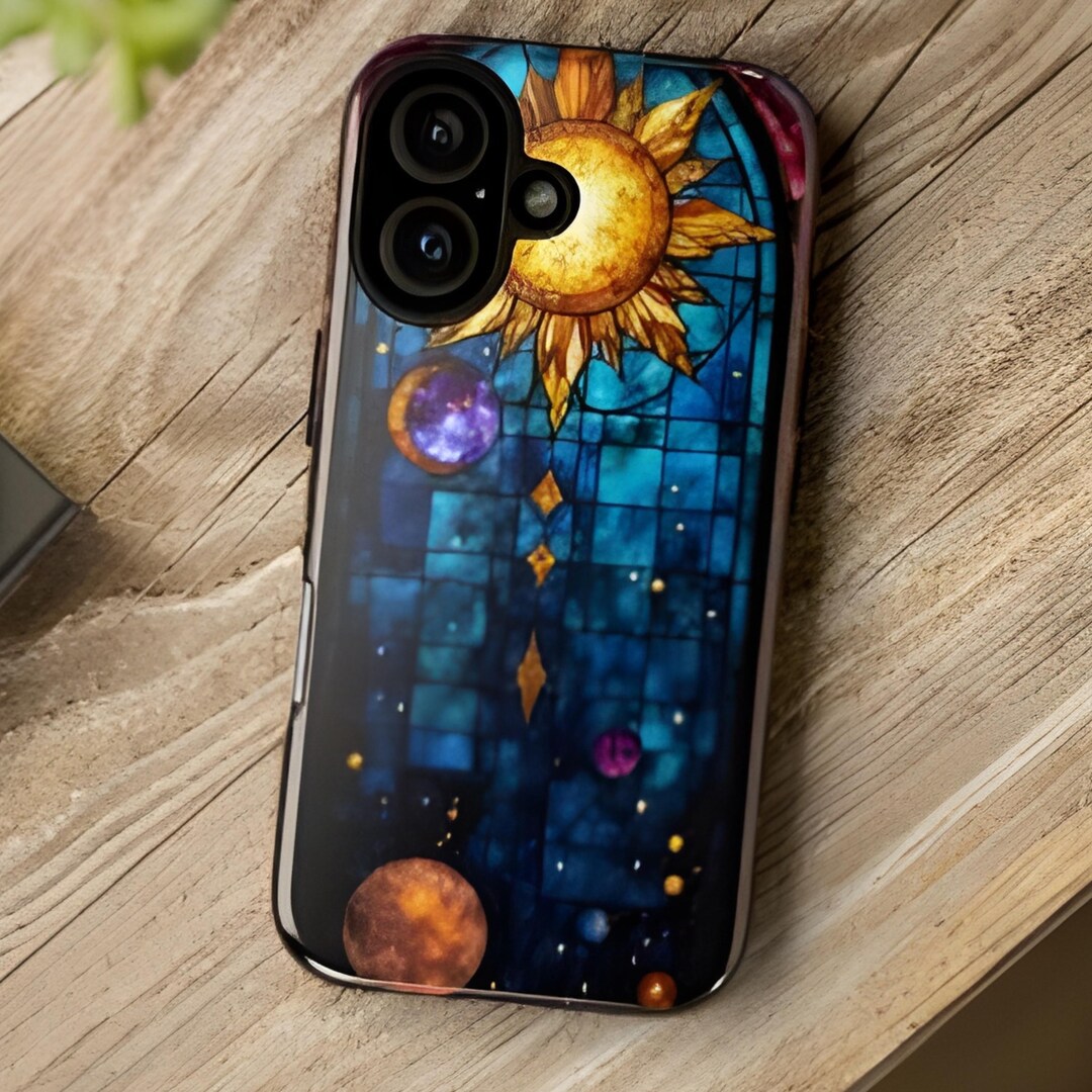 Stain Glass Starry Night Sky Phone Cover, 3D Celestial Stained Glass Moon & Stars Phone Case ...