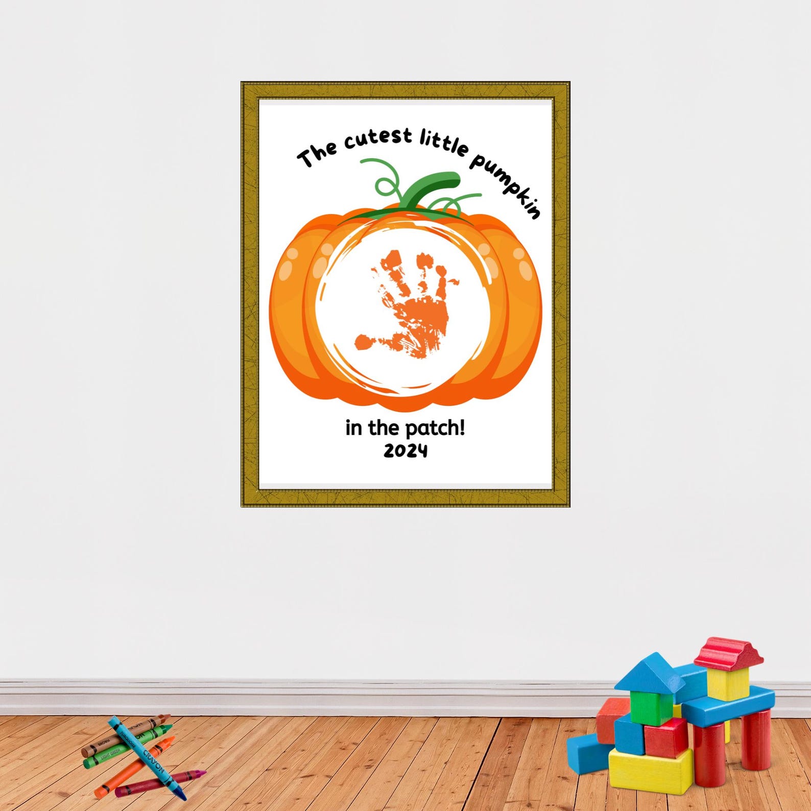 2024 Halloween Pumpkin Handprint Footprint Toddler Baby Printable Art ...