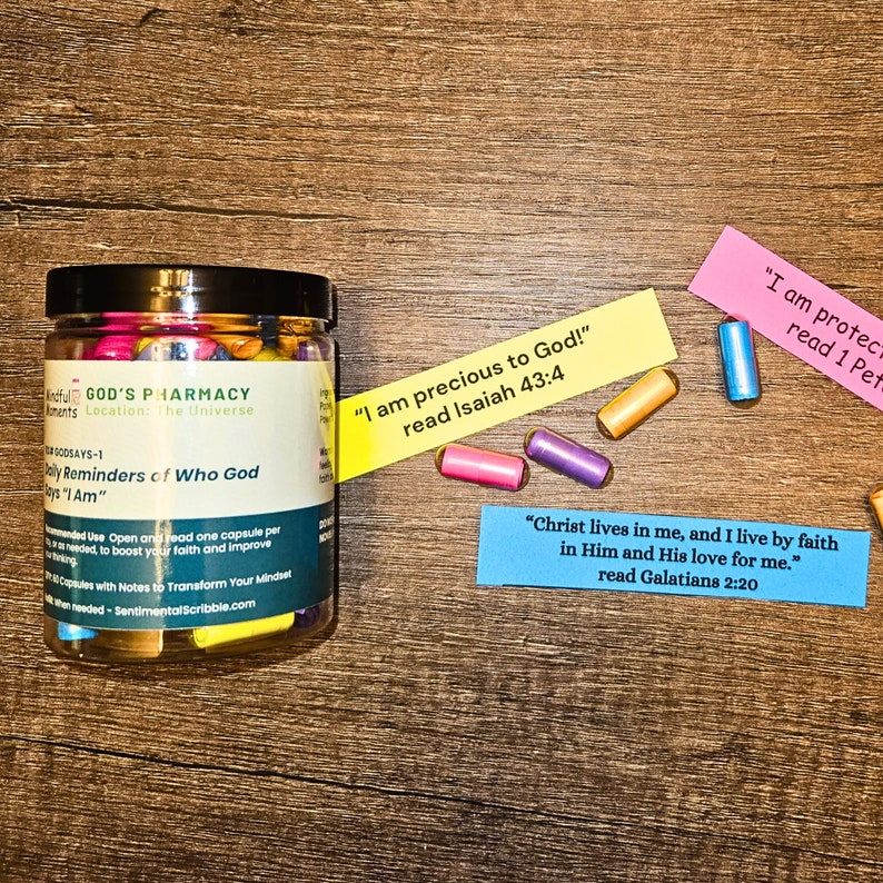 God's Love Capsules, Message in a Bottle, Christian Faith Gift, I Am ...