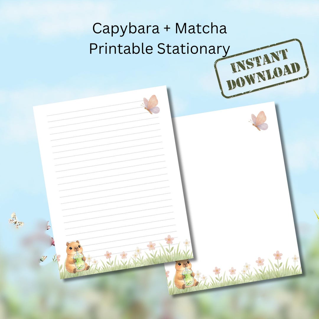 Capybara Fun Printable Letter Paper, Match Lovers Happy Relaxing ...