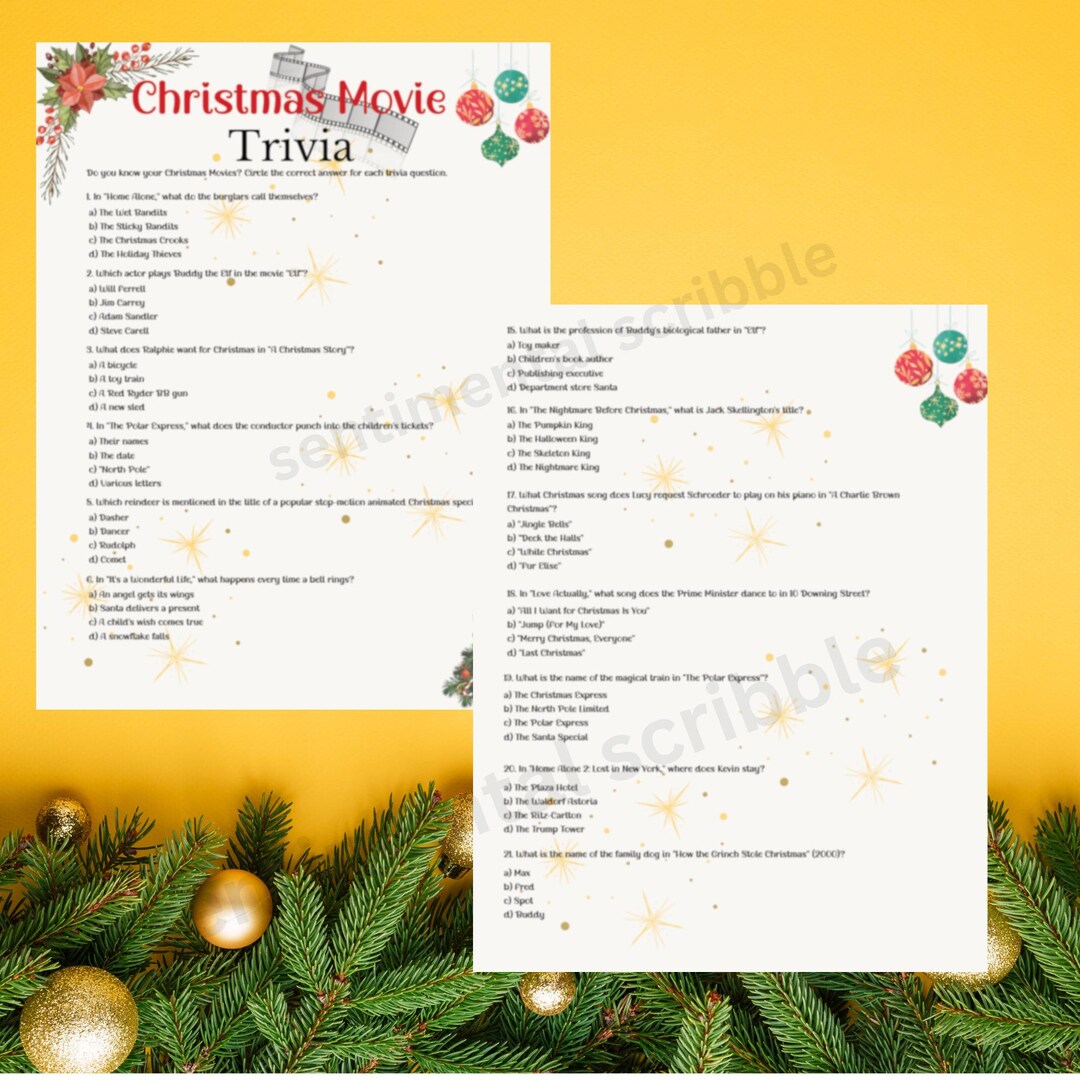 Christmas Movie Trivia Game, Christmas Movie Multiple Choice, Christmas ...