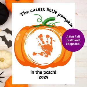 2025 Halloween Pumpkin Handprint Footprint Toddler Baby Printable Art ...