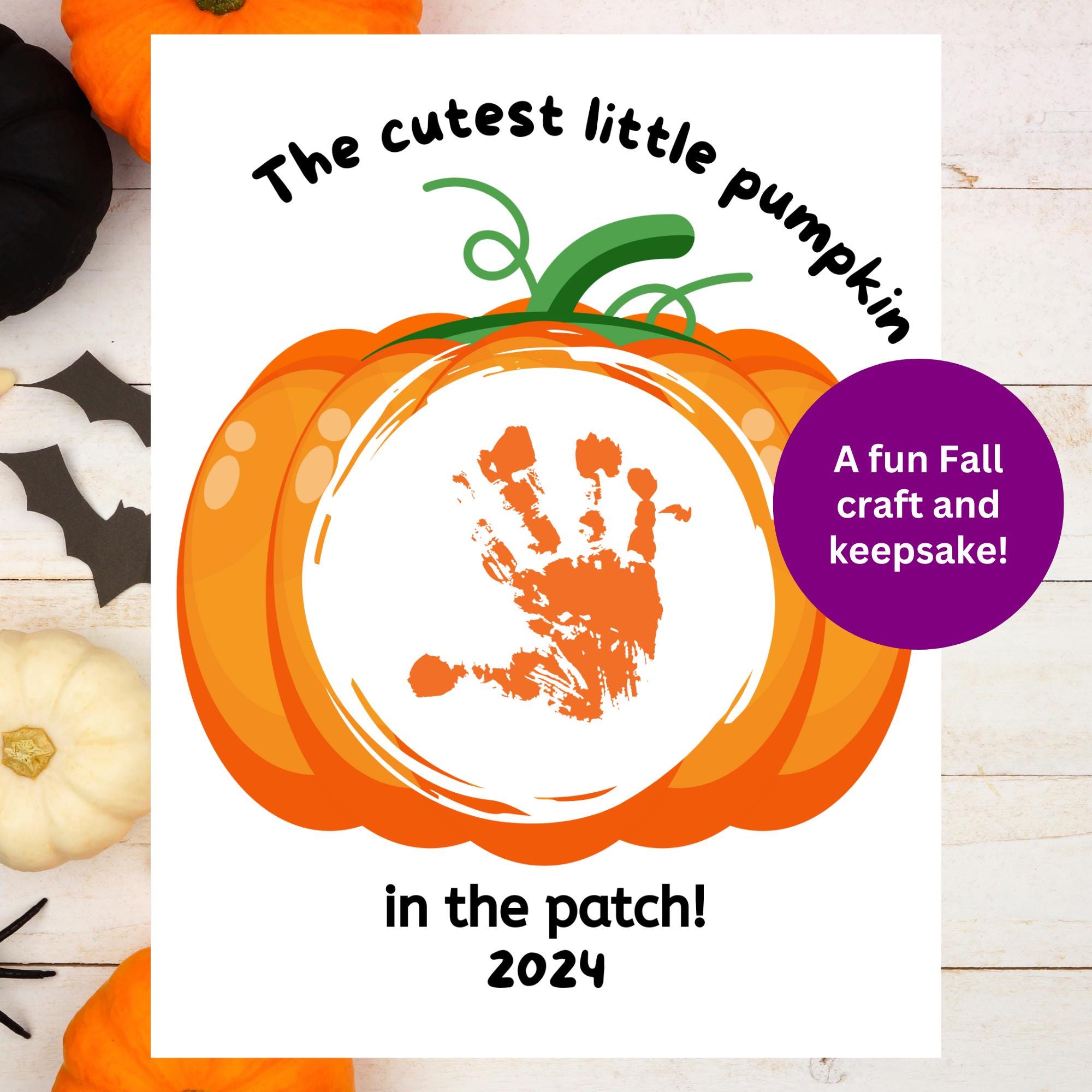 2024 Halloween Pumpkin Handprint Footprint Toddler Baby Printable Art ...