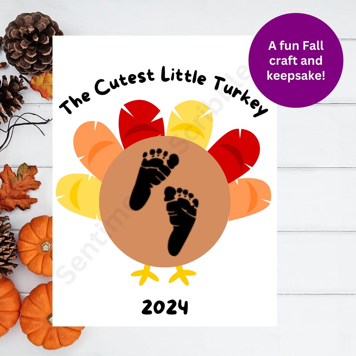 2025 Thanksgiving Turkey Fall Handprint Footprint Printable Art Craft ...