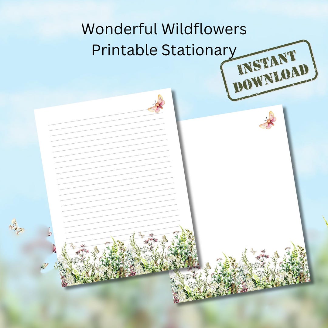 Printable Letter Paper, Wonderful Wildflowers, Meadow and Wildflowers ...