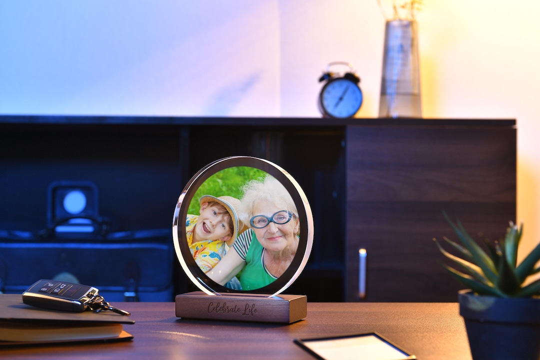 Personalized Round Acrylic Plaque Photo Frame - Custom Picture Frame ...