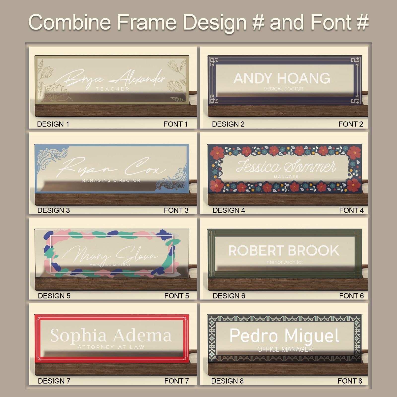 Corporate Gifts Custom Nameplate for Desk, Personalized Acrylic Name ...