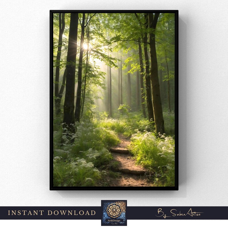 2-piece Forest Landscape Poster Set | Digital Art | Sunlight in the ...