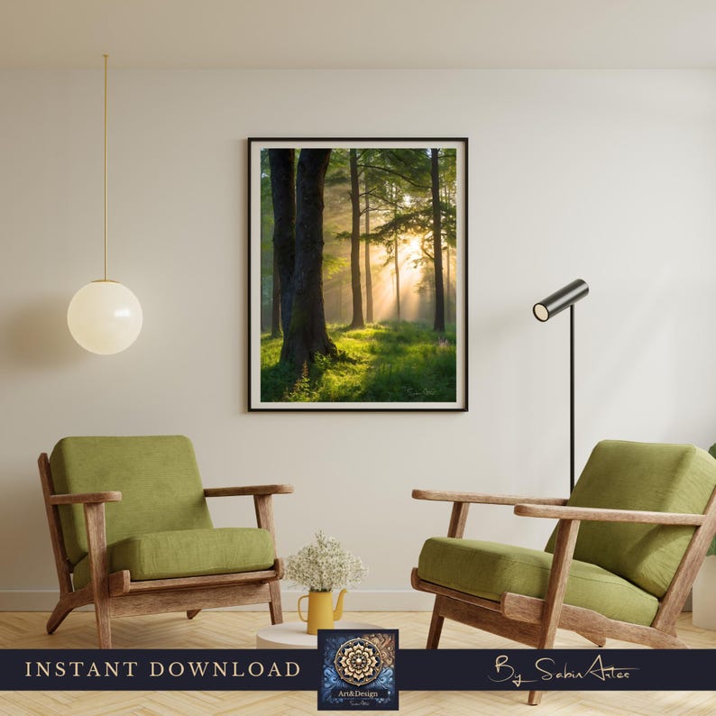 2-piece Forest Landscape Poster Set | Digital Art | Sunlight in the ...