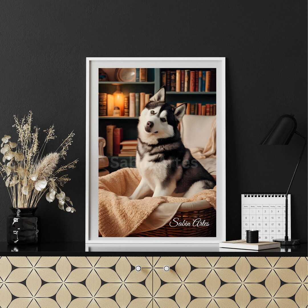 Original Vintage Dog Poster Siberian Husky, Unique Artwork for Dog ...