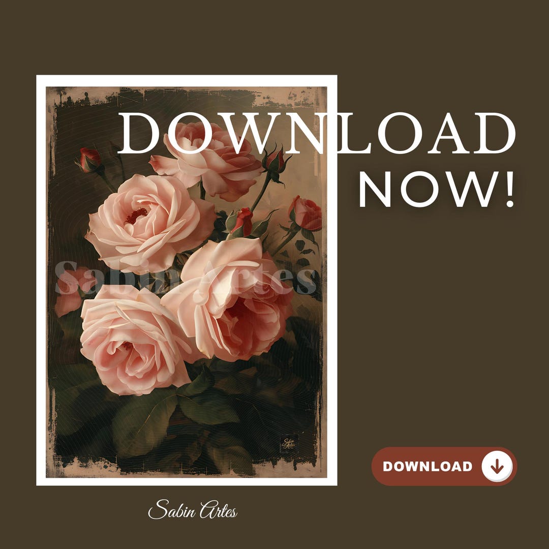 Vintage Rose Blooms Digital Poster for Elegant Wall Decor - Etsy