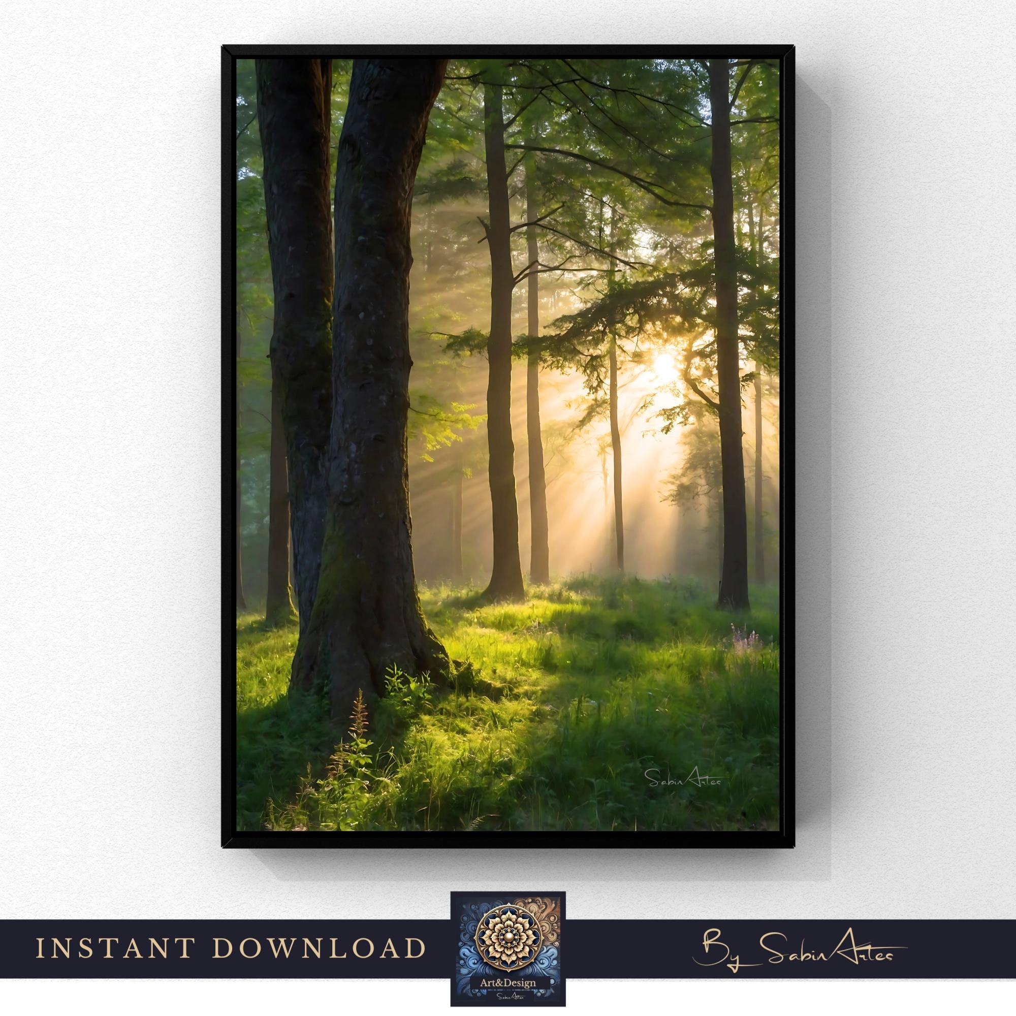2-piece Forest Landscape Poster Set | Digital Art | Sunlight in the ...