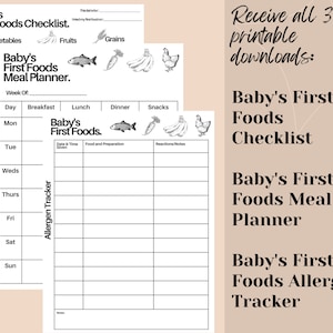 Baby Led Weaning Bundle: Food Tracker Checklist, Allergen Tracker, Meal ...
