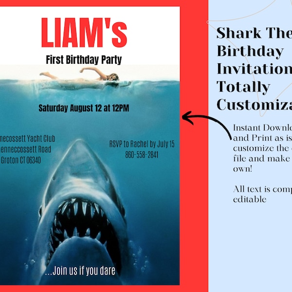 Jaws Invitation - Etsy