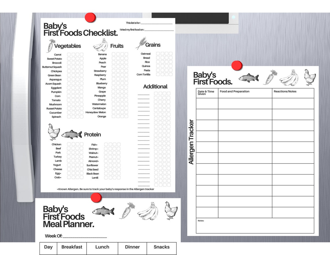 Baby Led Weaning Bundle: Food Tracker Checklist, Allergen Tracker, Meal ...