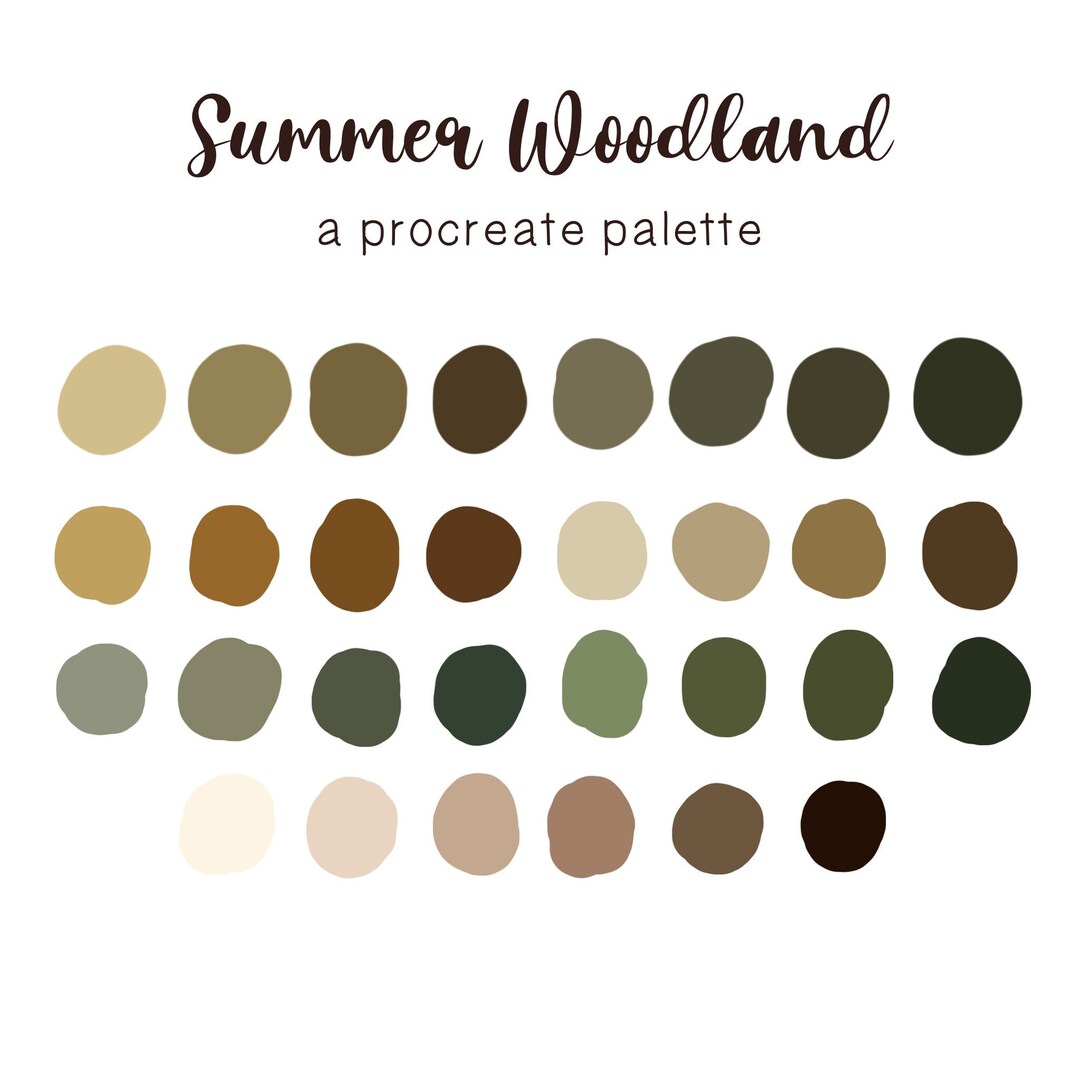 Summer Woodland Procreate Color Palette, Procreate Digital Color Palette Swatch - Etsy