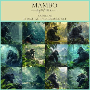 Gorilla Scenes Digital Backdrop Set, Photoshop Background, Digital Background, Photography ...