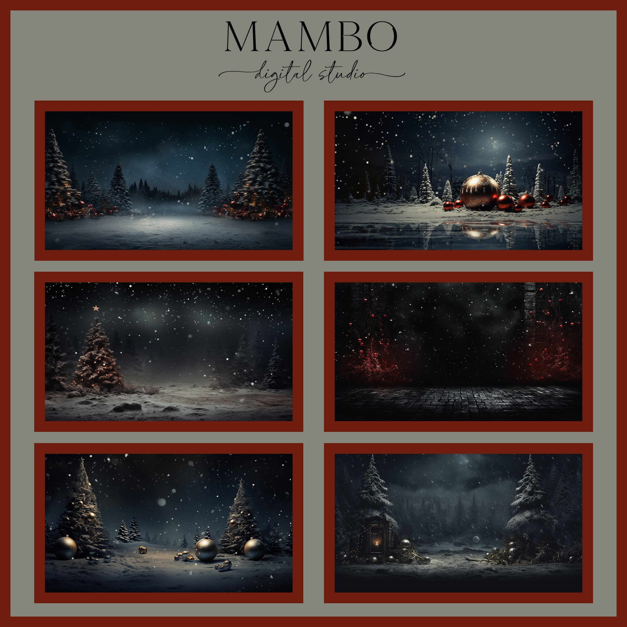 Dark Christmas Digital Backdrop Set Photoshop Background - Etsy