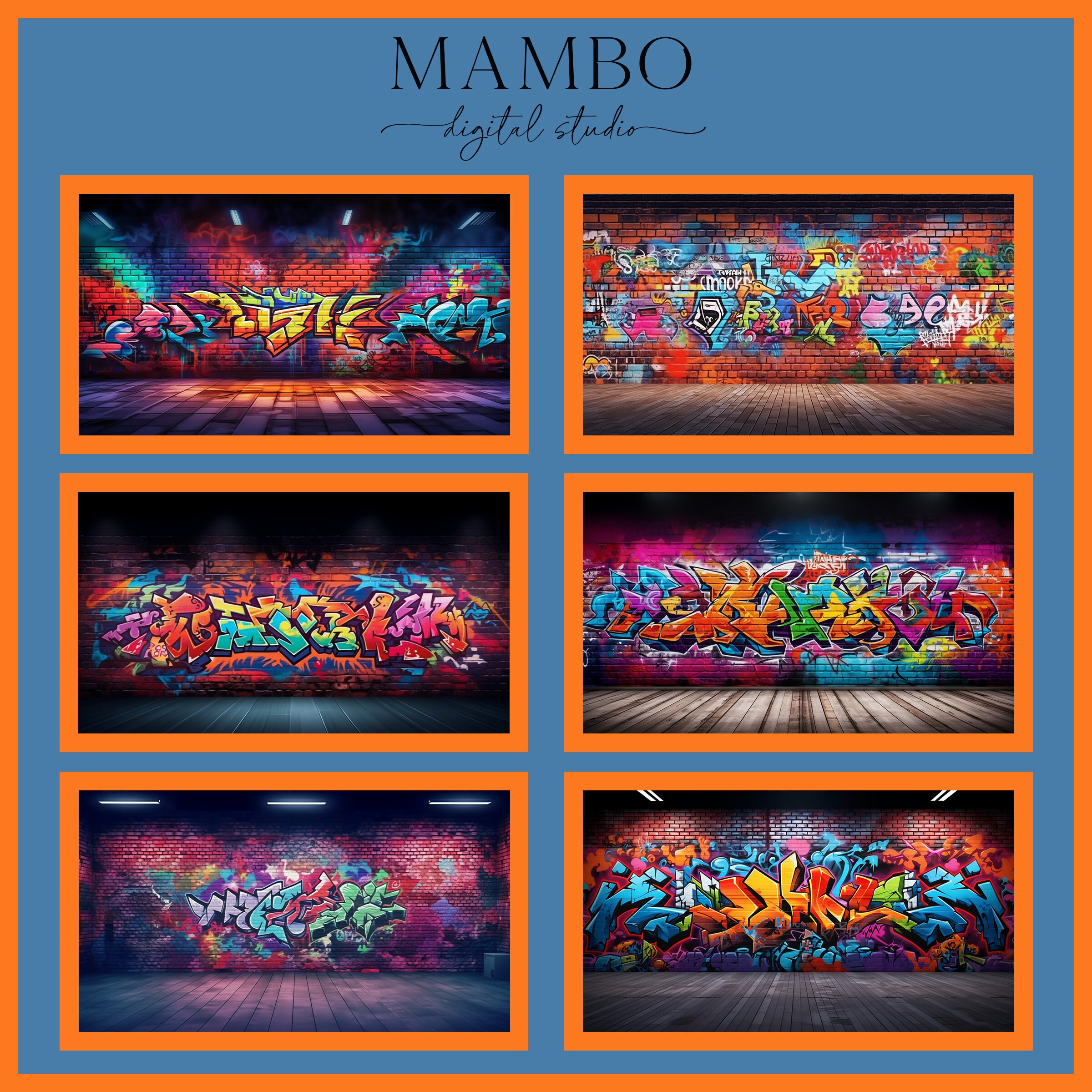 Graffiti Walls Digital Backdrop Set, Photoshop Background, Digital ...