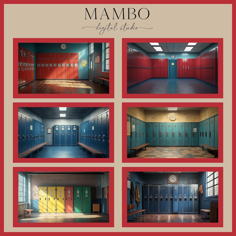 Locker Rooms Digital Backdrop Set, Photoshop Background, Digital ...