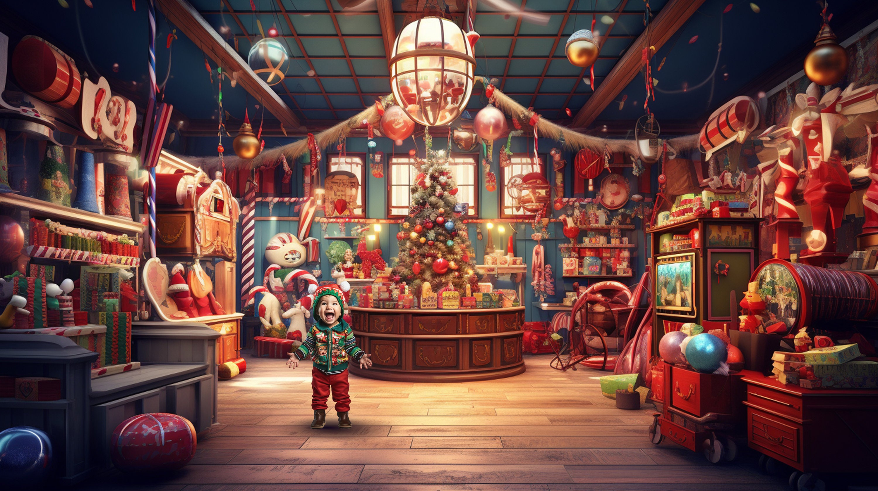 Christmas Toy Shops Digital Backdrop Set, Photoshop Background, Digital ...