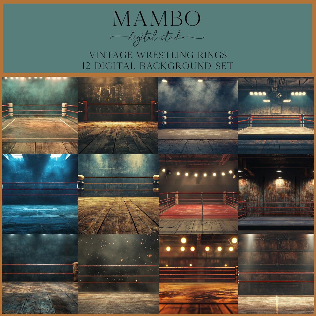 Vintage Wrestling Rings Digital Backdrop Set, Photoshop Background ...