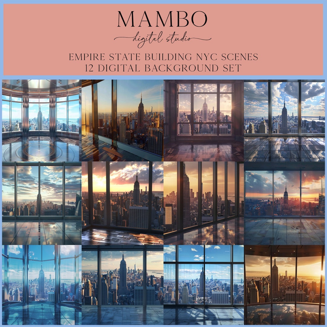 Empire State Building NYC Scenes Digital Backdrop Set, Photoshop ...