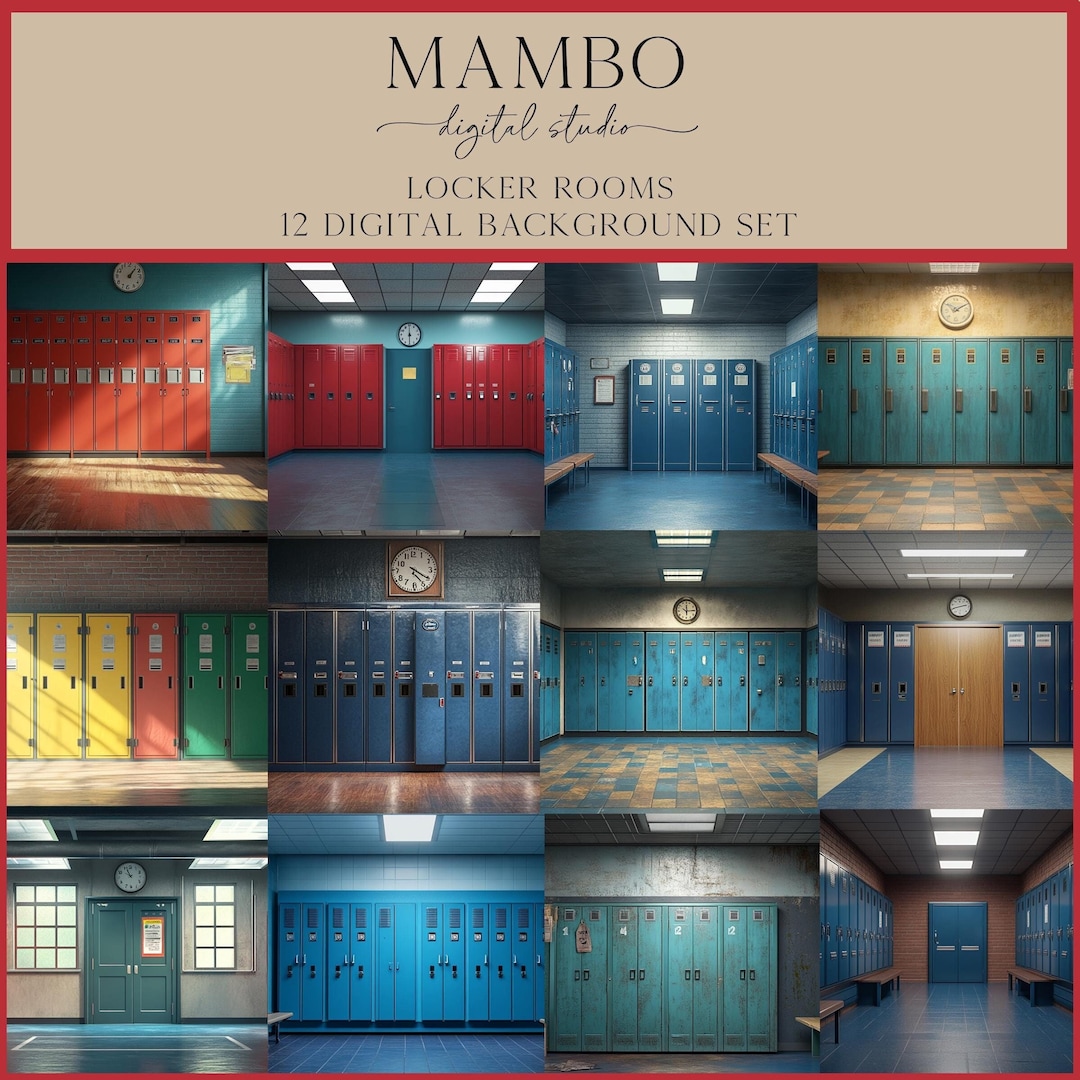 Locker Rooms Digital Backdrop Set, Photoshop Background, Digital ...