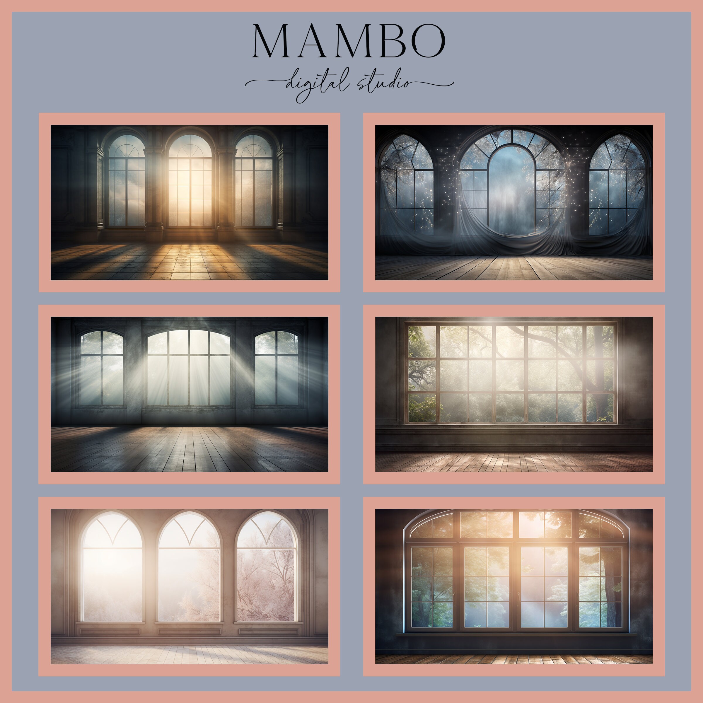 Backlit Windows Digital Backdrop Set Photoshop Background - Etsy