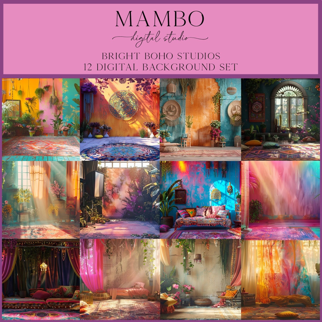 Bright Boho Studios Digital Backdrop Set, Photoshop Background, Digital ...