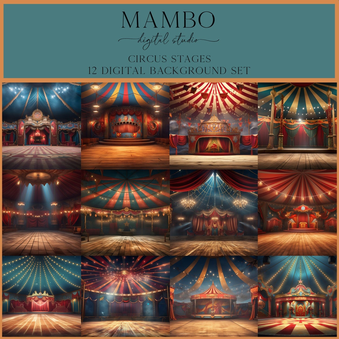 Circus Stages Digital Backdrop Set, Photoshop Background, Digital ...