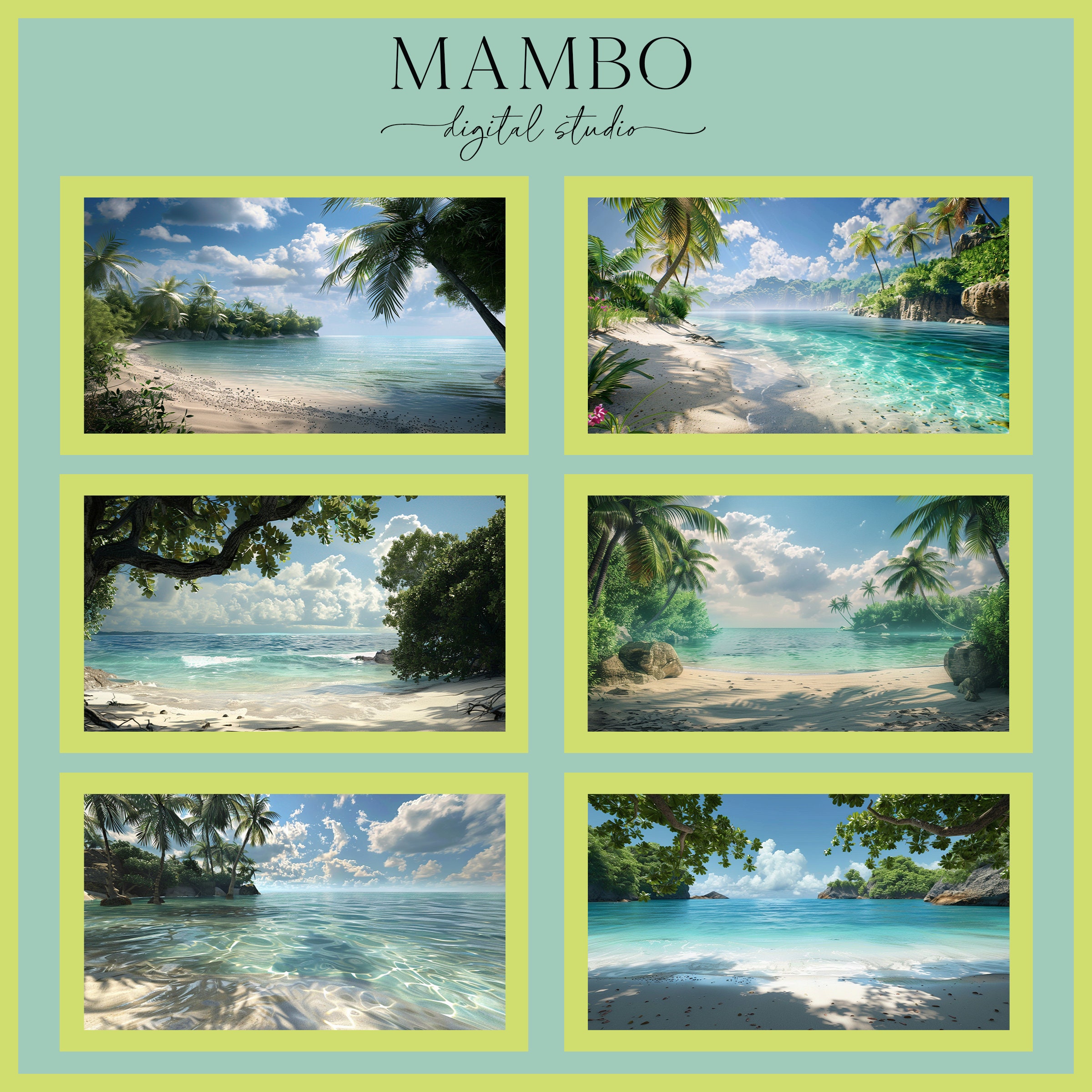 Beach Lagoon Scenes Digital Backdrop Set, Photoshop Background, Digital ...