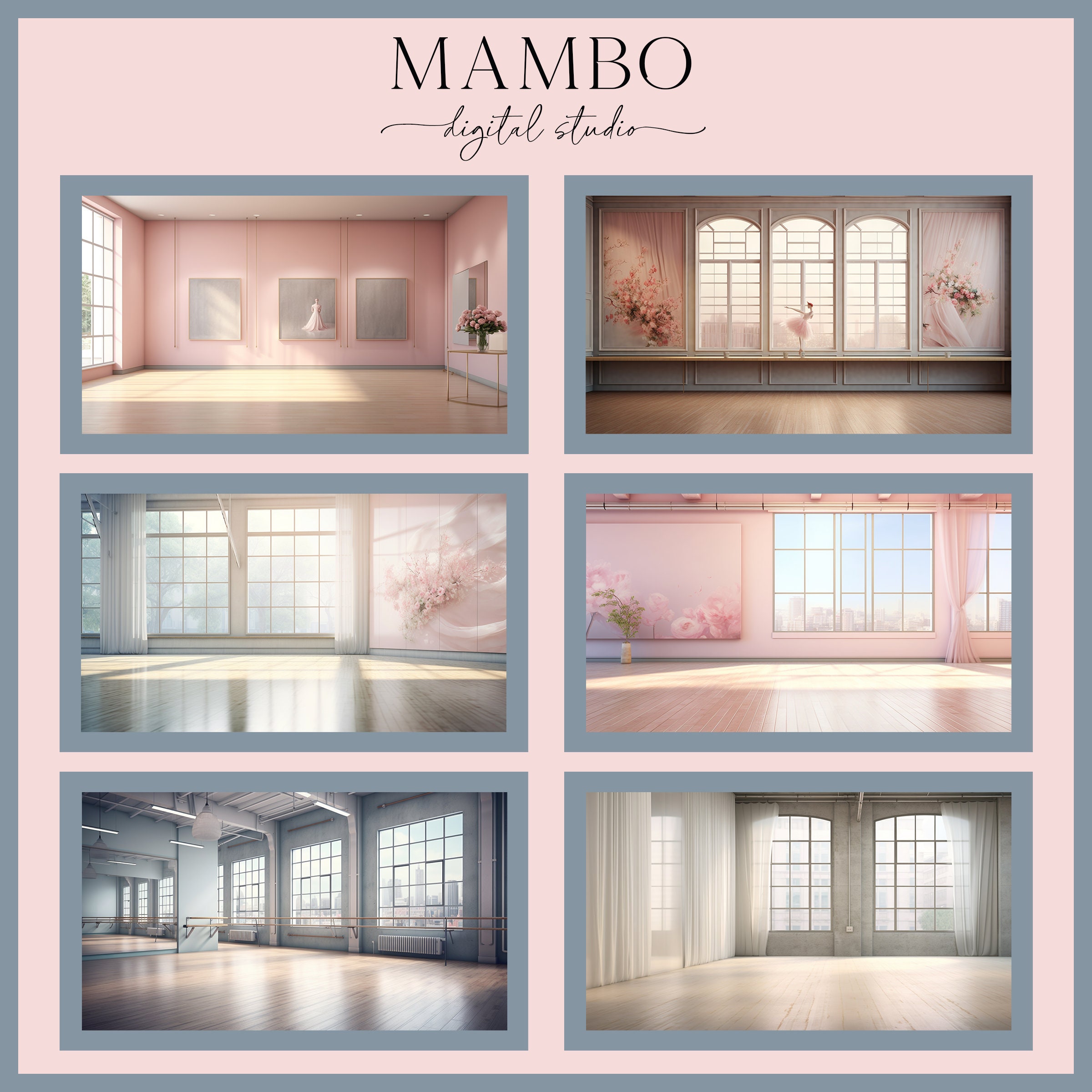 Ballet Studios Digital Backdrop Set, Photoshop Digital Background ...