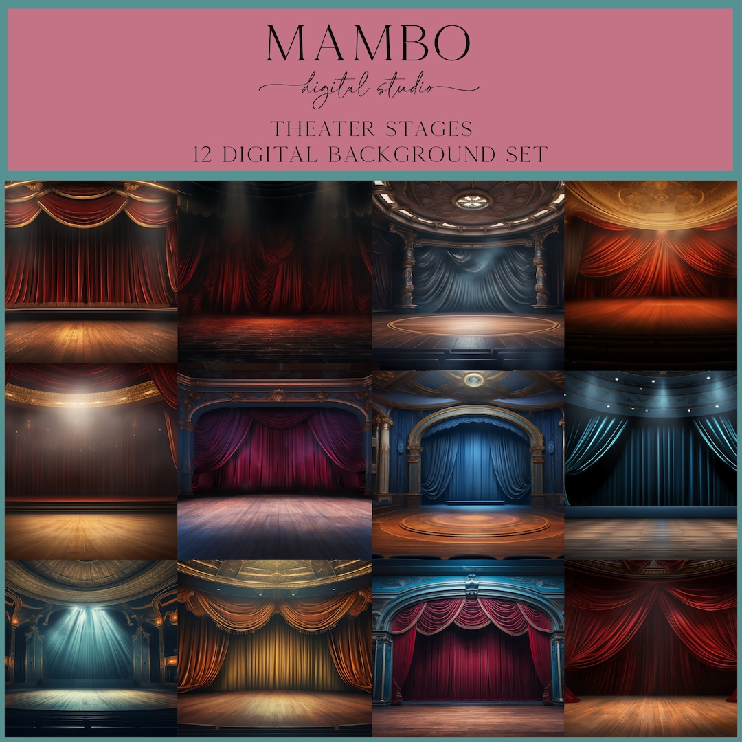 Theater Stages Digital Backdrop Set, Photoshop Background, Digital ...