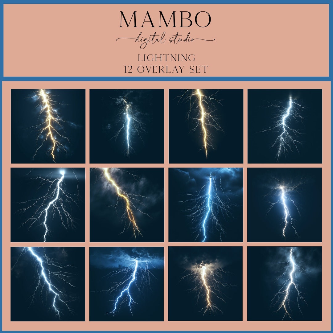 Lightning Photoshop Overlay Set, Photoshop Overlays, Digital Overlay ...